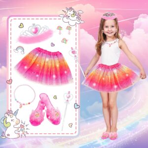 Hohosunlar Princess Dress Up Toys, Girls Dress Up Costumes Set W/ 3 themes of Unicorn Mermaid Ice Skirts, Shoes, Crowns, Purse and Toddler Jewelry Boutique Kit, Pretend Play Gifts for Girls 3-6