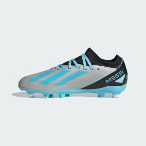 adidas X Crazyfast Messi.3 Firm Ground Sneaker, Silver Metallic/Bliss Blue/Core Black, 6 US Unisex Big Kid