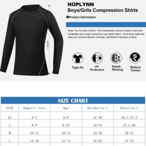 HOPLYNN Youth Boy’s Compression Shirts, Long Sleeve Quick Dry Cold Weather Gear Undershirts for Kid’s Athletic Sports Football Basketball-2 Black 1 Blue 1 White-S