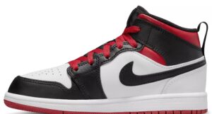 jordan little kid's 1 mid white/gym red-black (dq8424 106) - 1.5