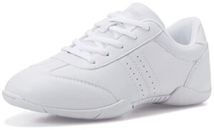 baxinier youth girls white cheerleading dancing shoes athletic training tennis walking breathable competition cheer sneakers - white 2 little kid