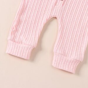 Cevoerf Infant Baby Girl Boy Fall Clothes Knit Long Sleeve Onesie Ribbed Romper Jumpsuit Sweater Winter Coming Home Outfits (Light Pink Knitted, 3-6 Months)