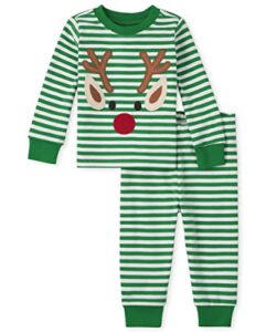 the children's place baby girls family matching christmas holiday sets, snug fit 100% cotton, adult, big kid, toddler, pajama set, rudolph stripe, 3t us