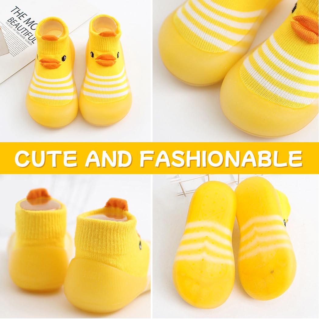 ZURLEFY Baby First Walking Shoes, Cute Duck Baby Sock Slipper, Sneakers for Unisex Newborn Infants Toddlers Boys Girls(37-05XL)