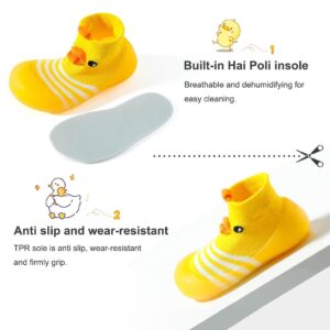 ZURLEFY Baby First Walking Shoes, Cute Duck Baby Sock Slipper, Sneakers for Unisex Newborn Infants Toddlers Boys Girls(37-05XL)