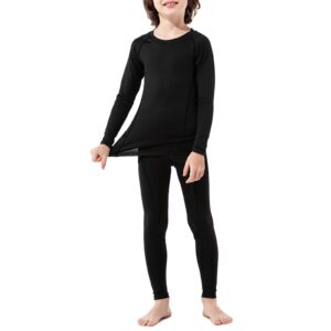 youth boys long sleeve compression shirts and leggings pants kids thermal underwear set base layer athletic football undershirt black line set small