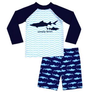 boys two piece rash guard swimsuits kids long sleeve sunsuit swimwear sets 9t