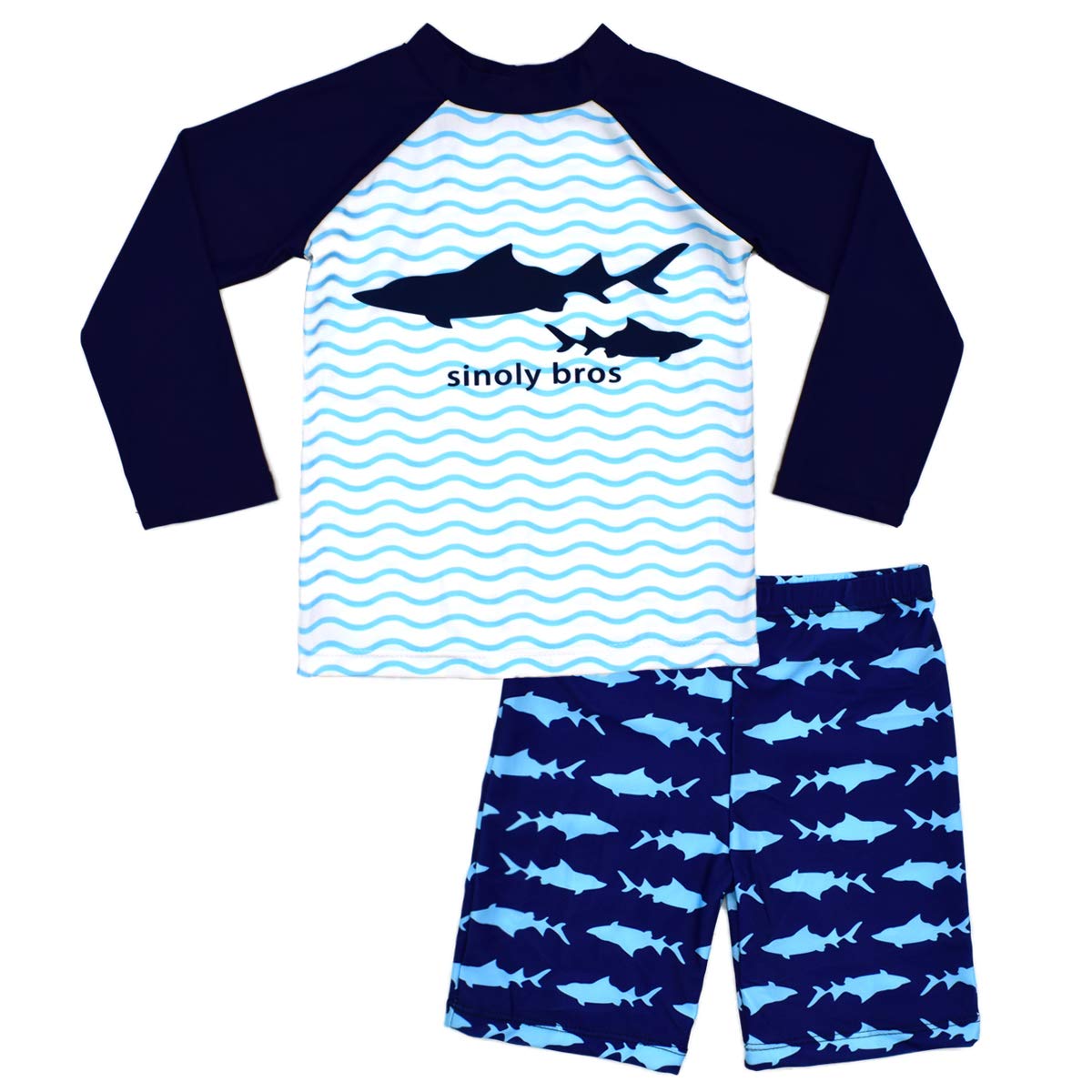 Boys Two Piece Rash Guard Swimsuits Kids Long Sleeve Sunsuit Swimwear Sets 9T