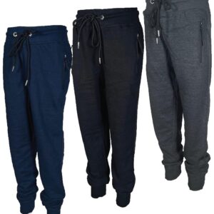 BROOKLYN VERTICAL 3-Pack Boys Fleece Cotton Joggers Sweatpants with Reflective Zipper Pocket and Drawstring | Small-XL (as1, numeric, numeric_10, numeric_12, regular, Combo B)