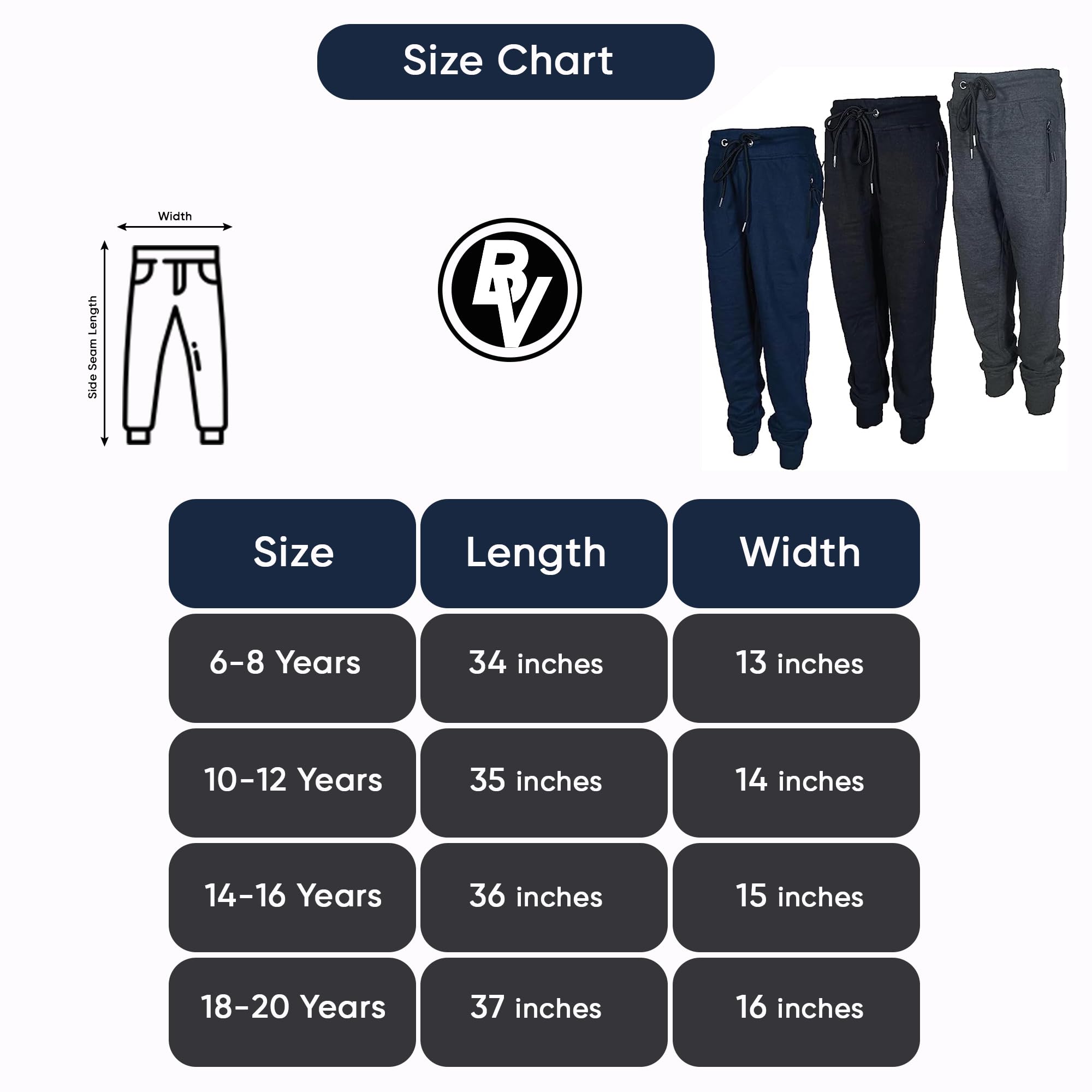 BROOKLYN VERTICAL 3-Pack Boys Fleece Cotton Joggers Sweatpants with Reflective Zipper Pocket and Drawstring | Small-XL (as1, numeric, numeric_10, numeric_12, regular, Combo B)