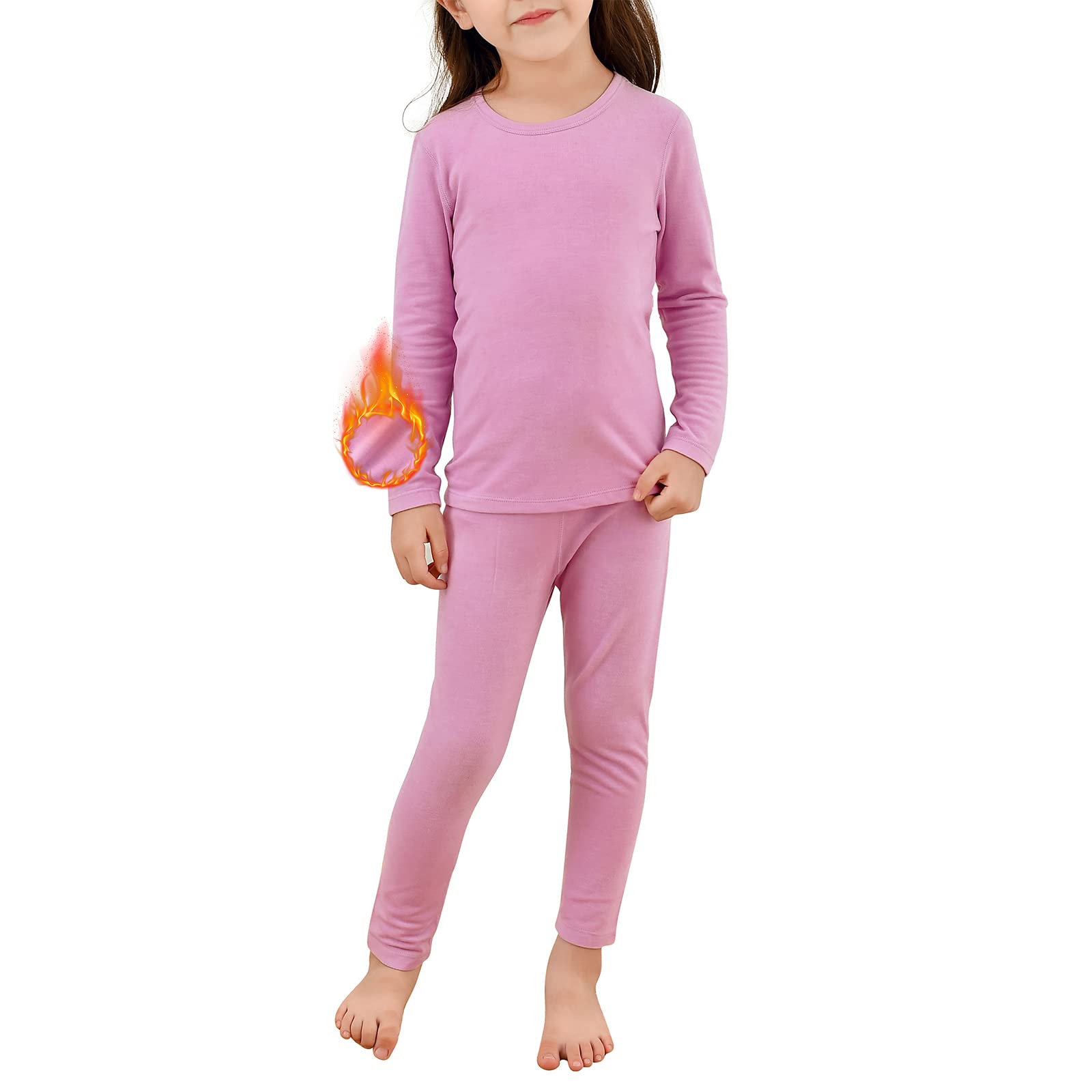 Thermal Underwear for Kids Ski Long John Set Unisex Base Layer Kids Winter Clothes Purple X-Large (110) /4T-5T