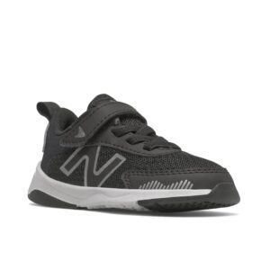 New Balance Kid's Dynasoft 545 V1 Hook and Loop Running Shoe, Black/White/Silver Metallic, 2.5 Wide Little Kid