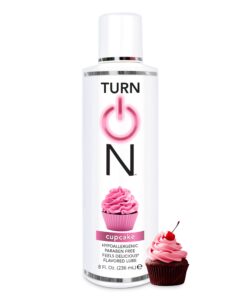 turn on cupcake flavored sex lube 8 ounce premium personal lubricant - long lasting, condom safe, vegan, ph balanced, hypoallergenic & paraben free, gel lube for men, women, & couples