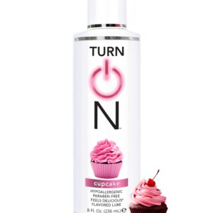 Turn On Cupcake Flavored Sex Lube 8 Ounce Premium Personal Lubricant - Long Lasting, Condom Safe, Vegan, Ph Balanced, Hypoallergenic & Paraben Free, Gel Lube for Men, Women, & Couples