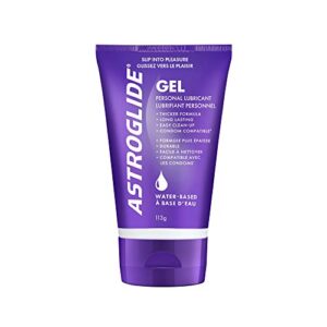 astroglide water based lube (4oz), ultra gentle gel personal lubricant for vaginal and anal sex, stays put with no drip, sex lube, long-lasting for men, women and couples, safe for toys