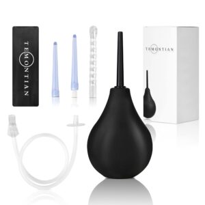 temontian enema bulb kit ，anal douche for men women beginners，enima vaginal cleaner kit for men women，amal douche dottle,douches for men women with 19.7in hose+4 replaceable nozzles (black)