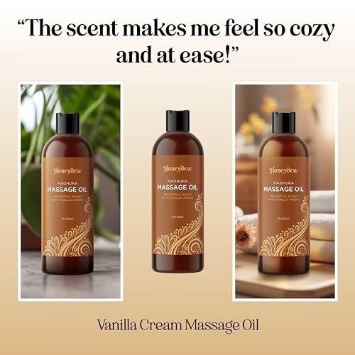 Vanilla Massage Oil for Date Night - Premium Easy Gliding Sensual Massaging Oil with Silky Smooth Non Greasy Non Staining Jojoba Coconut and Sweet Almond Oil - Therapeutic Grade Non GMO and Vegan