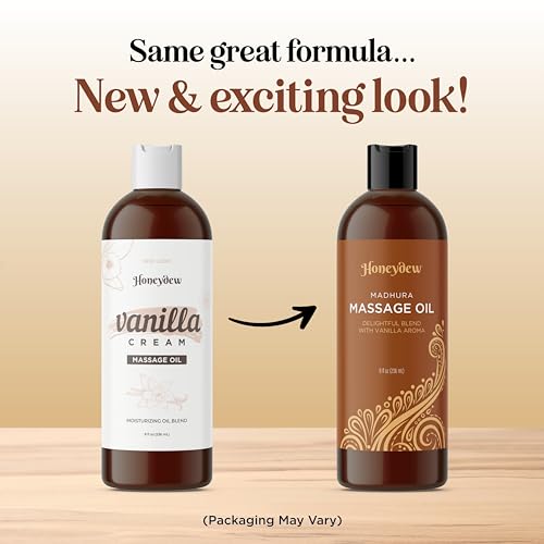 Vanilla Massage Oil for Date Night - Premium Easy Gliding Sensual Massaging Oil with Silky Smooth Non Greasy Non Staining Jojoba Coconut and Sweet Almond Oil - Therapeutic Grade Non GMO and Vegan