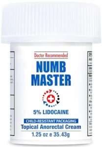 numb master 5% lidocaine topical numbing cream with aloe, vitamin e, 1 oz maximum strength topical anesthetic cream pain relief cream for hemorrhoid with child resistant cap