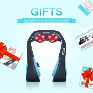 Mo Cuishle Neck Shoulder Back Massager with Heat - Shiatsu Neck Massager Present, Gift for Men/Women/Mom/Dad - Deep Kneading Massage for Neck, Back, Shoulder, Waist, Leg, Feet and Muscle