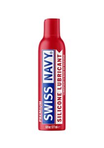 swiss navy premium silicone based lubricant, 6 ounce personal lube gel for men women & couples, condom & latex safe hypoallergenic unscented zero residue lubrication, works underwater