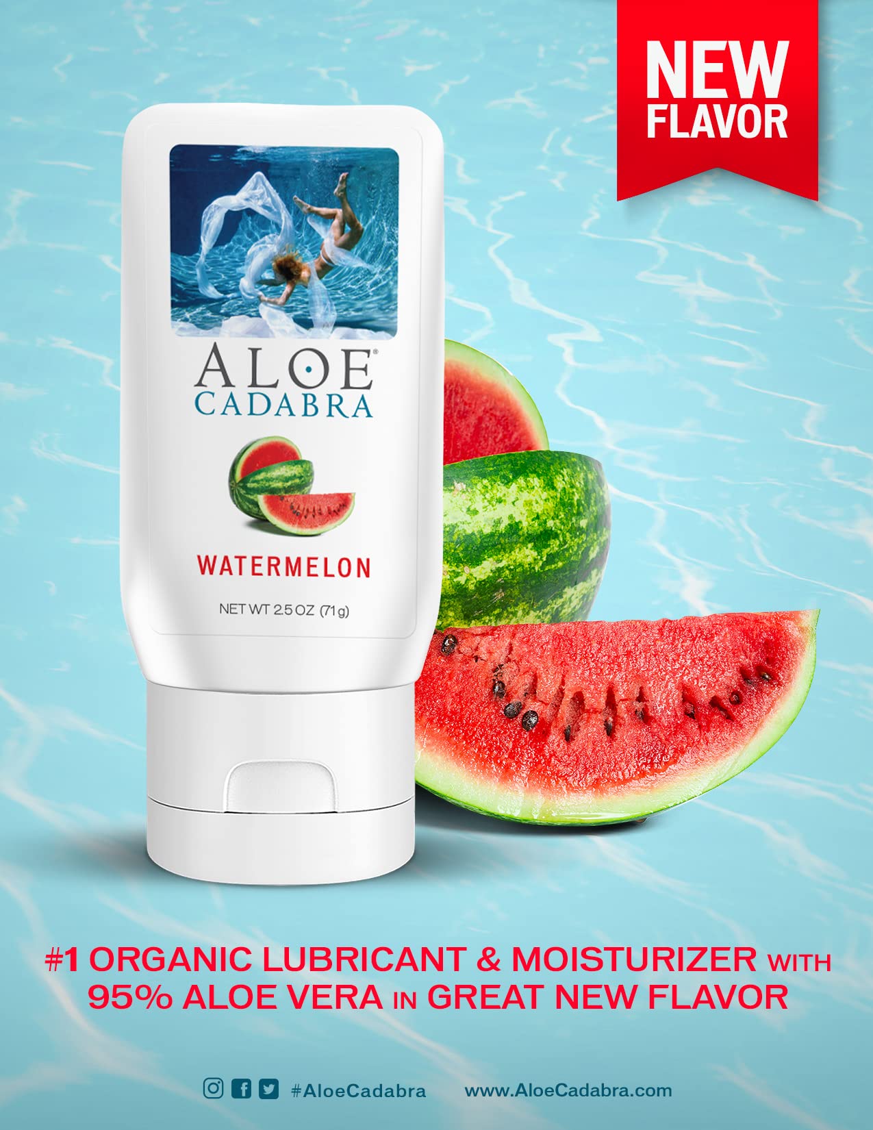 Aloe Cadabra Personal Lube, Organic Lubricant for Her, Him & Couples, Watermelon 2.5 Ounce