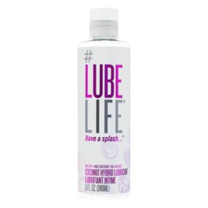 lube life coconut hybrid lubricant, water-based & coconut oil massage and lube for men, women & couples, 8 fl oz