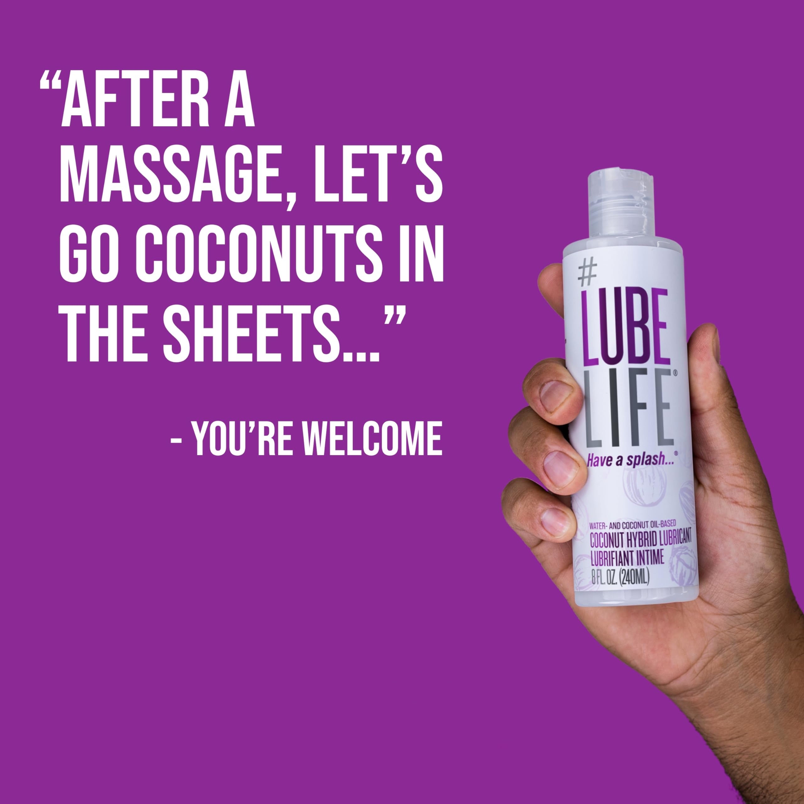 Lube Life Coconut Hybrid Lubricant, Water-Based & Coconut Oil Massage and Lube for Men, Women & Couples, 8 Fl Oz