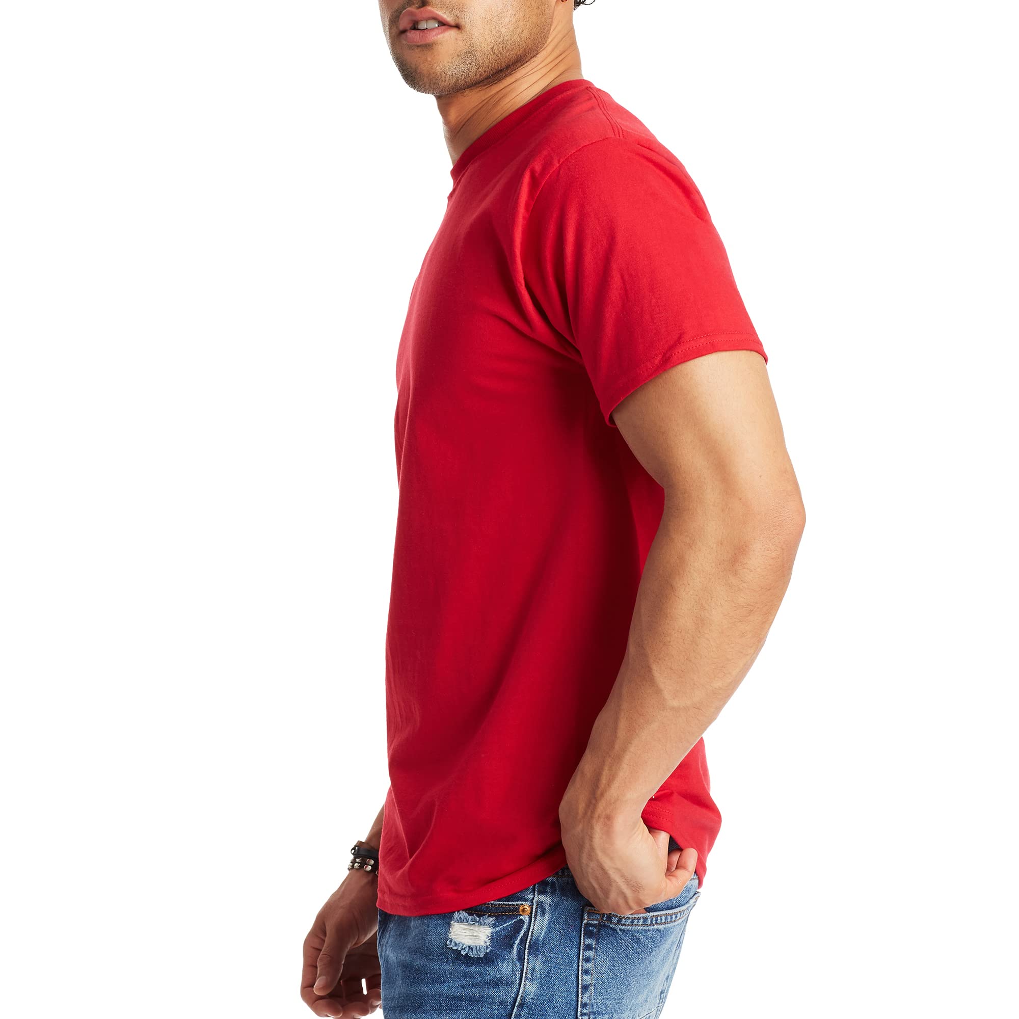 Hanes Mens Beefyt T-shirt, Heavyweight Cotton Crewneck Tee, 1 Or 2 Pack, Available In Tall Sizes Fashion-t-shirts, Deep Red - 1 Pack, Large US