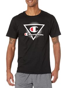 champion men's classic t-shirt, black triangle graphic, x-large