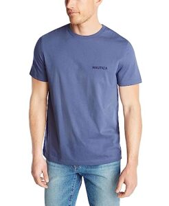 nautica men's short sleeve solid crew neck t-shirt, blue indigo, medium