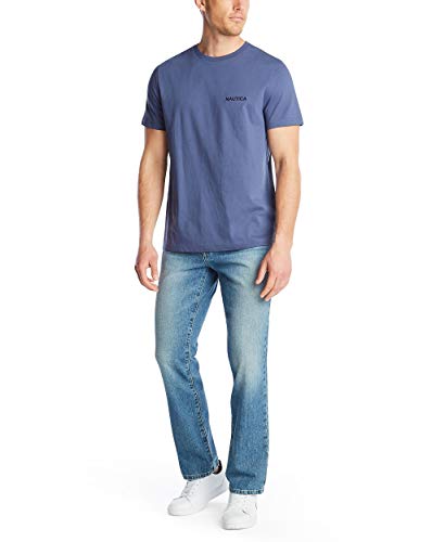 Nautica Men's Short Sleeve Solid Crew Neck T-Shirt, Blue Indigo, Medium