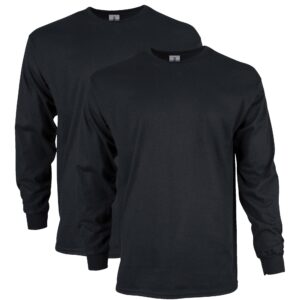 gildan men's ultra cotton long sleeve t-shirt, style g2400, multipack, black (2-pack), 2x-large