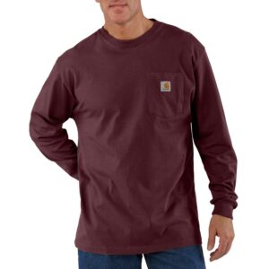 carhartt men's loose fit heavyweight long-sleeve pocket t-shirt, port, reg-l