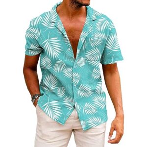 kyku mens funny hawaiian shirt beach button up shirts short sleeve, green, m