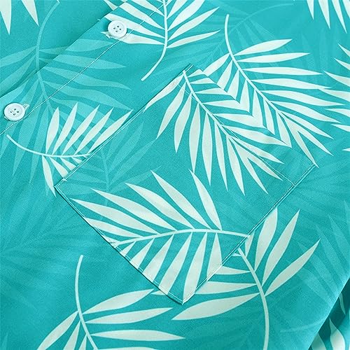 KYKU Mens Funny Hawaiian Shirt Beach Button Up Shirts Short Sleeve, Green, M