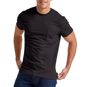 hanes originals men's short sleeve pocket t-shirt, tri-blend jersey, black, xx-large