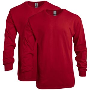 gildan heavy cotton long sleeve t-shirt, style g5400, 2-pack, red, x-large