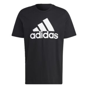 adidas men's essentials single jersey big logo t-shirt, black/white, x-large