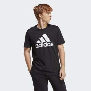 adidas Men's Essentials Single Jersey Big Logo T-Shirt, Black/White, X-Large