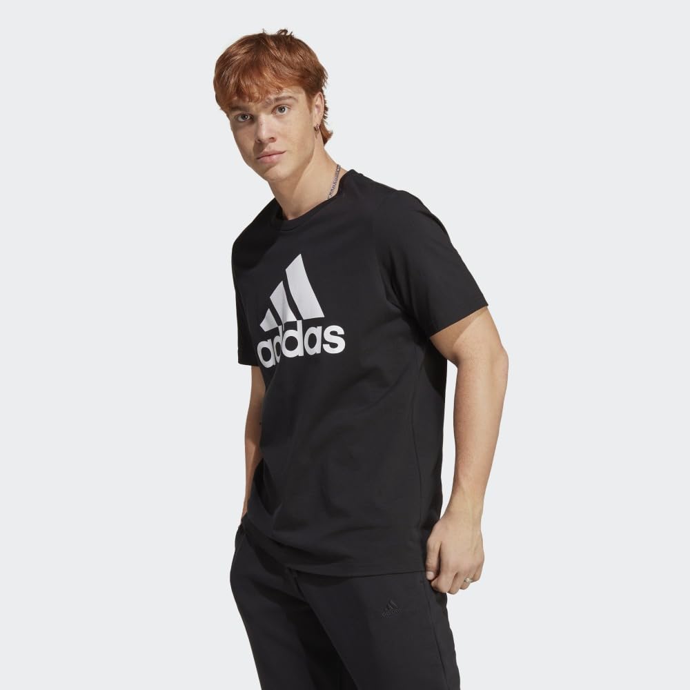 adidas Men's Essentials Single Jersey Big Logo T-Shirt, Black/White, X-Large