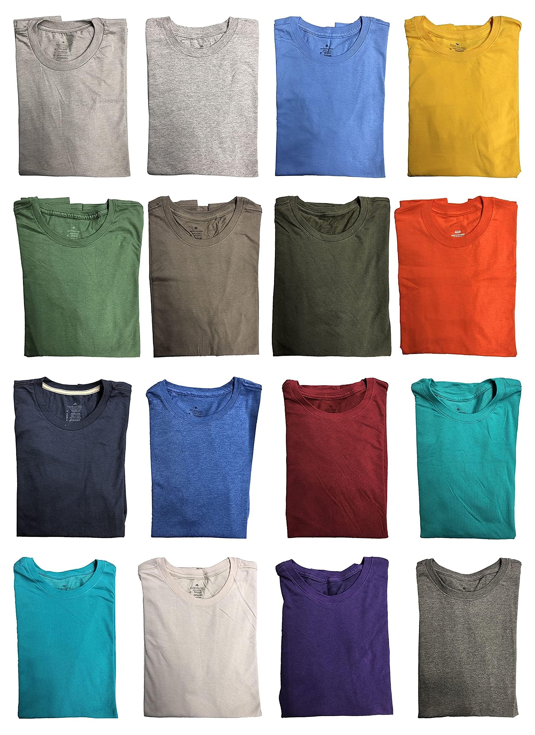 BILLIONHATS 12 Pack Plus Size Men's Cotton T-Shirt Bulk Big & Tall Short Sleeve Lightweight Premium Fitted Classic Tees, Size Medium