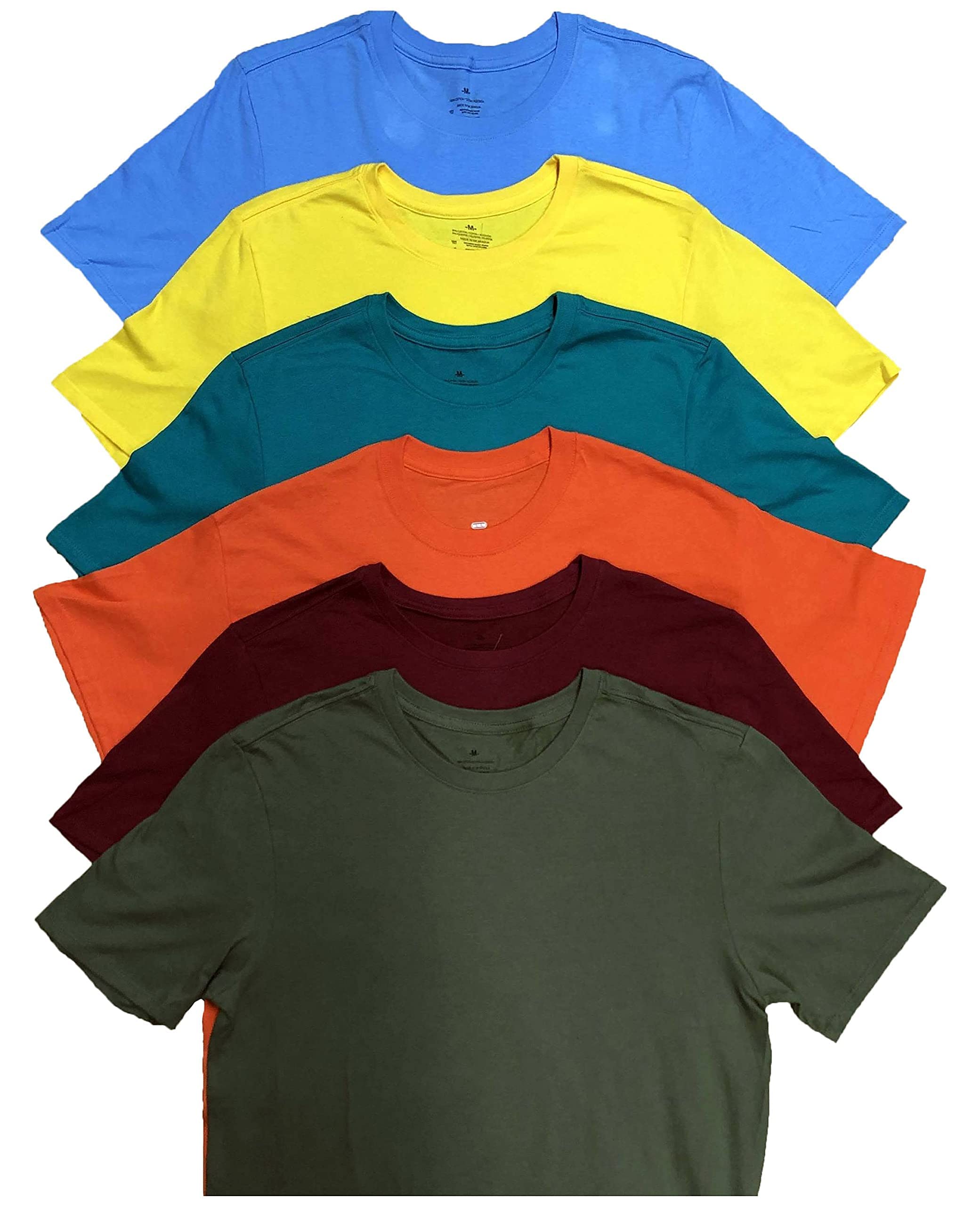 BILLIONHATS 12 Pack Plus Size Men's Cotton T-Shirt Bulk Big & Tall Short Sleeve Lightweight Premium Fitted Classic Tees, Size Medium