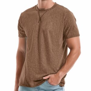 kliegou men's t-shirts - elasticity cotton crew neck tees 2166 khaki xxxl