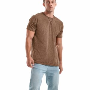 KLIEGOU Men's T-Shirts - Elasticity Cotton Crew Neck Tees 2166 Khaki XXXL