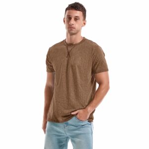 KLIEGOU Men's T-Shirts - Elasticity Cotton Crew Neck Tees 2166 Khaki XXXL