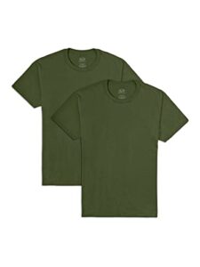 fruit of the loom men's eversoft cotton t-shirts (s-4xl), crew-2 pack-military green, large