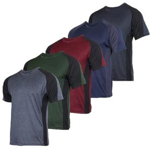 5 pack men’s active quick dri dry fit crew neck t shirts athletic running gym workout short sleeve tee tops camisas para hombres summer