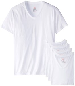 hanes ultimate men's 6-pack best v-neck t-shirt, white, large