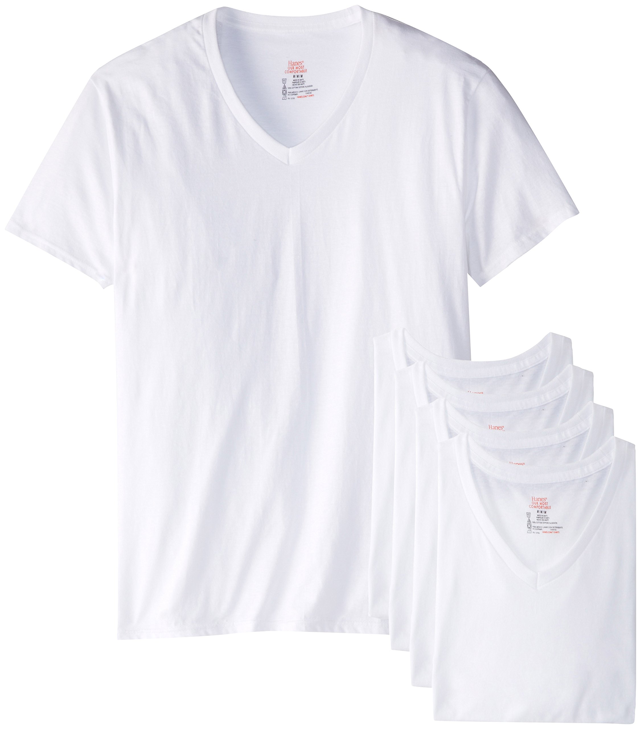 Hanes Ultimate Men's 6-Pack Best V-Neck T-Shirt, White, Large